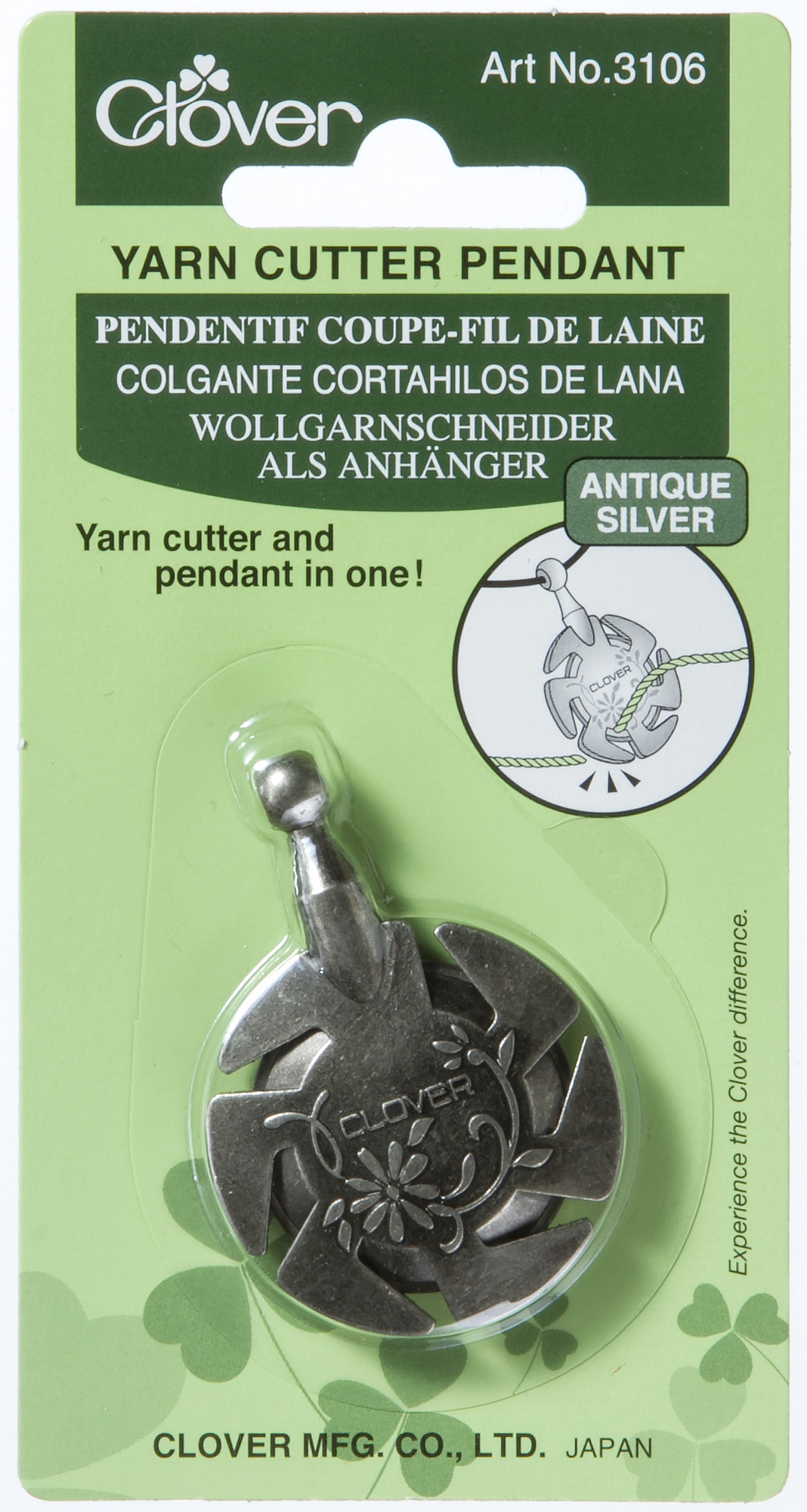Clover Yarn Cutter in antique silver
