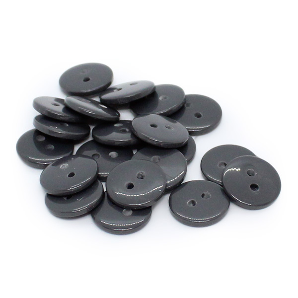 HobbyArts Round Plastic Buttons Dark Gray, 12.5mm, 20 pcs