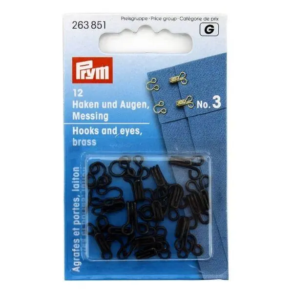 Prym Black Metal Hooks and eyes - 12 pieces