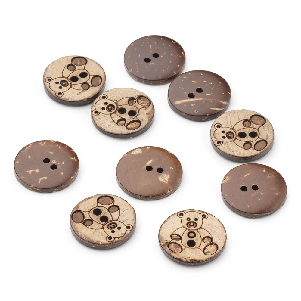 LindeHobby Coconut Buttons, Teddy Bear, 10 pcs - Buy Today