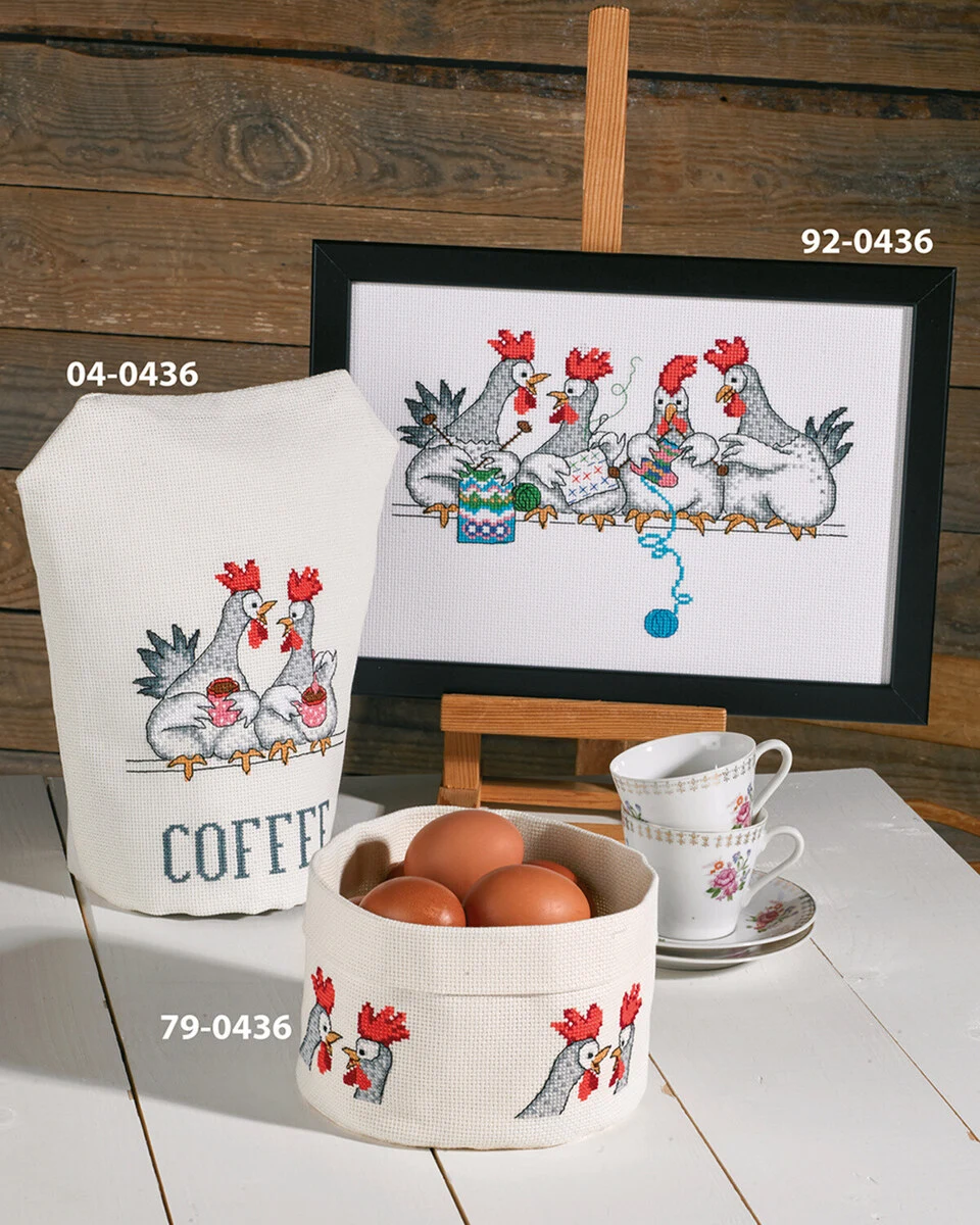 Buy Today: Embroidery Kit Hen Talk Coffee Warmer 9.06x10.63in